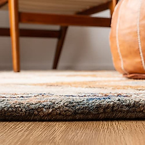 Safavieh Aspen Collection 2'3" x 8' Brown/Blue APN126T Handmade Moroccan Boho Tribal Wool Entryway Foyer Living Room Bedroom Kitchen Runner Rug