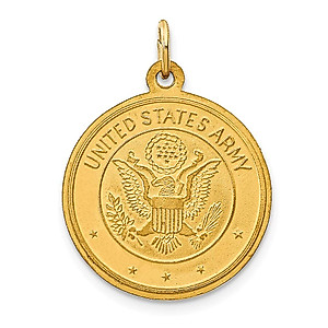 Solid 14k Yellow Gold US Army Saint Christopher Medal Pendant (25mm x 19mm)