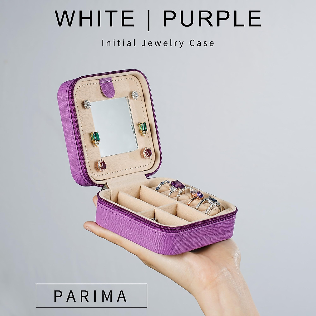 Parima Small Jewelry Box for Girls, Travel Initial Jewelry Box for Girls | Small Jewelry Organizer Box | Travel Jewelry Case Jewelry Box Organizer | Mini Travel Jewelry Box-Initial E-Purple