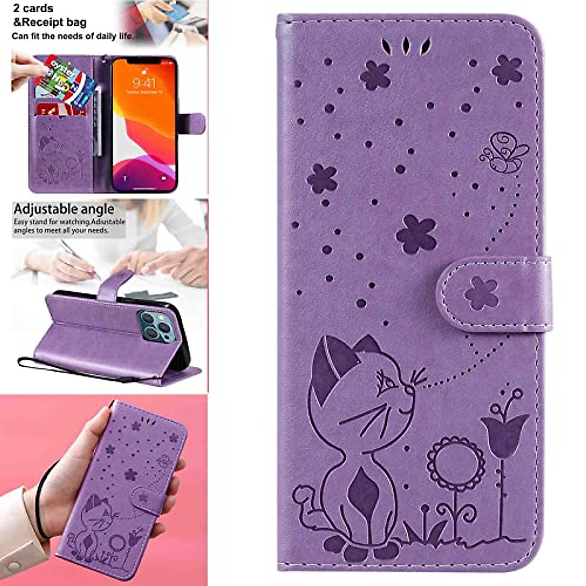 Fansipro Phone Cover Wallet Folio Case for Oppo Reno 6 PRO Plus 5G, Premium PU Leather Slim Fit Cover for Reno 6 PRO Plus 5G, 2 Card Slots, Nice fit, Purple