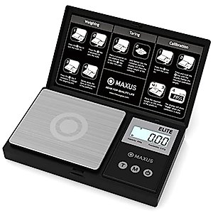 MAXUS Precision Pocket Scale 200g x 0.01g, Elite Digital Gram Scale Small Scale Mini Food Scale Jewelry Scale Ounces/ Grains Scale, Easy to Carry, Great for Travel ,Backlit LCD, Stainless Steel