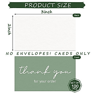 Whaline 100Pcs Mini Thank You Cards Sage Green Thank You for Your Order Cards Thank You Notes for Small Business Stores Restaurants, 2 x 3.5 Inch