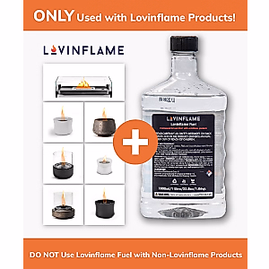 Exclusive Fuel for Lovinflame Fireplaces Fire Pits Firebowls Candles Non-Toxic, Non-Flammable, Water-Soluble, Safe for Transportation & Storage (1 Liter)