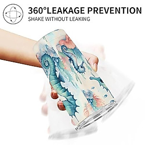 KIOWEIR Cute Seahorse Stainless Steel Tumbler 20oz With Lid And Straw, Insulated Tumblers Coffee Cup, Travel Mug for Ice Drink & Hot Beverage for Women Men Boys Girls