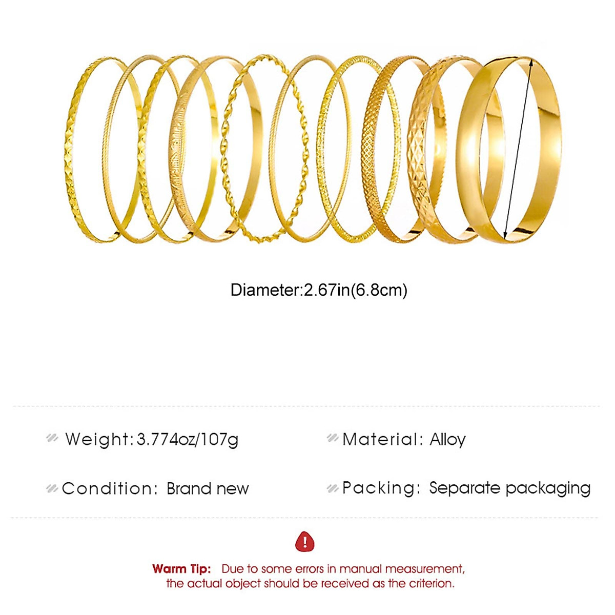 Zeshimb Gold Bangle Bracelet Set for Women Multi Stacking Wide Bangles Indian Bollywood Chunky Bangle Bracelets Ethnic Glossy Textured Bracelets Wedding Outfit Jewelry (10Pcs)