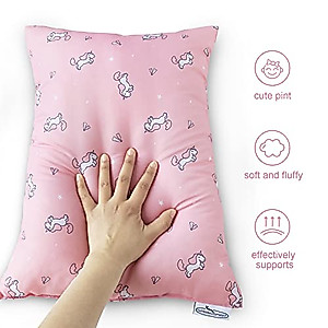 SPRINGSPIRIT Baby Toddler Pillow for Girls 2 Pack Ultra Soft & Breathable 14" x 19" Baby Pillows for Sleeping, Machine Washable Soft Travel Pillow, Toddler Bed Pillows