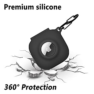 Geiomoo 2 in 1 Silicone Case Compatible with Beats Fit Pro and Air Tag, Protective Cover with Carabiner (Black-1)