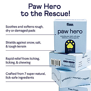 Finn Paw Hero | Natural Revitalizing Dog Paw Balm | Protect, Nourish & Repair from Winter, Snow, Damage, and Dryness - 1.75 oz
