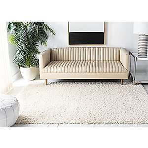 SAFAVIEH August Shag Collection 8' x 10' Ivory AUG200C Solid Non-Shedding Living Room Bedroom Dining Room Entryway Plush 1.5-inch Thick Area Rug
