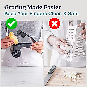 Joined Rotary Cheese Grater with Handle and 2 Interchangeable Grating Drums -Parmesan Cheese Grater Rotary Handheld - Fine and Coarse Grind Kitchen Grater Rotary Tool