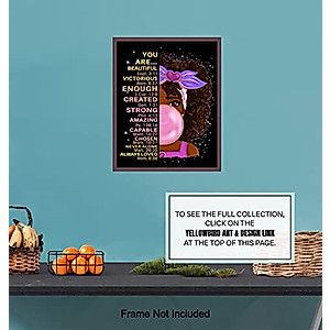 Black African American Girl Wall Art & Decor - Black Art - Positive Affirmations - Christian Bible Verses - Inspirational Positive Quotes - Pink Little Girls Bedroom Decor - Toddler Girls Bedroom