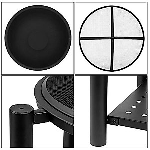 22" Fire Pit,Outdoor Wood Burning Heavy Duty Steel Grill Firepit Bowl with Mesh Spark Screen Cover Log Grate for Camping Picnic Bonfire Patio Backyard Garden Beaches Park