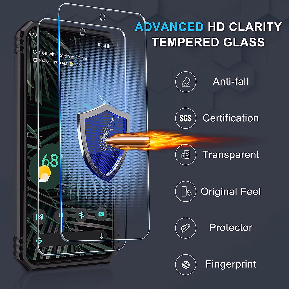 Janmitta Google Pixel 7a Case Built in Slide Camera Lens Cover+Screen Protector [2 Pcs]+Finger Ring Holder Kickstand,Heavy Duty Shockproof Full Body Protective Cover,2023 Black