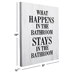 Excello Global Products Wooden Bathroom Humor Signs : Decor for Home, Restaurant, or Business - 8x10 Inches - Ready to Hang - White - (Pack of 4, Assortment 1)