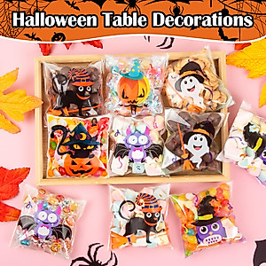 GOMANCHE 200pcs Halloween Treat Bags - Self-Adhesive Clear Cookie Bags Halloween Cellophane Candy Bags for Kids' Candy Party Favors, Snacks & Gifts, 6 Assorted Styles