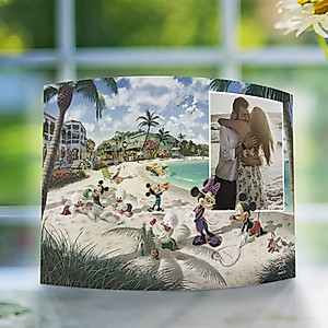 Disney – Mickey and Minnie Mouse in Florida – Personalize with Your Image! - Thomas Kinkade Studios – 10” x 7” Curved Acrylic Photo Print – Free Standing Décor – Officially Licensed Collectible