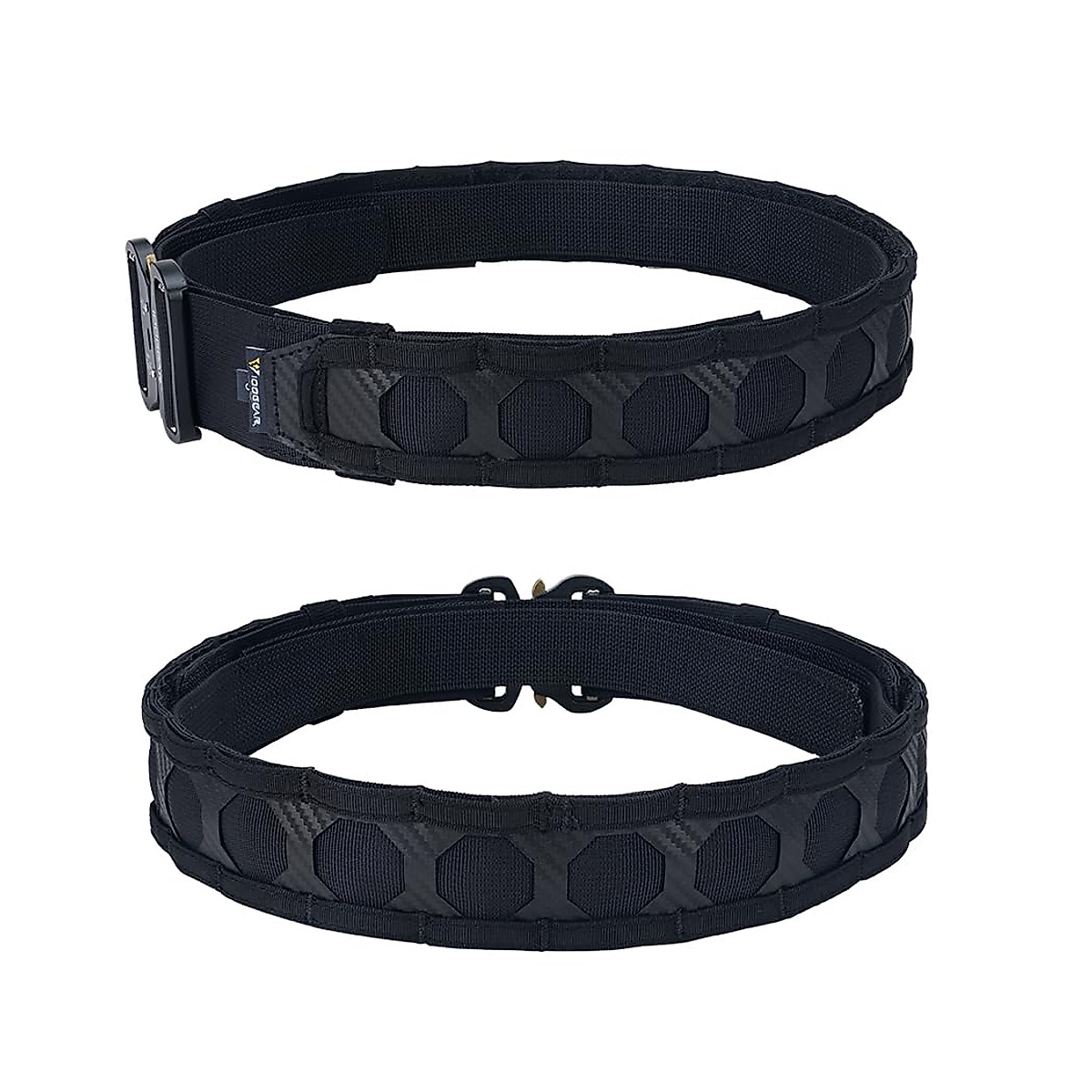 IDOGEAR Molle Battle Belt 2 inch Quick Release Rigger Combat Belt with 1.5 Inch Inner Belt Hook and Loop (Black, Large)