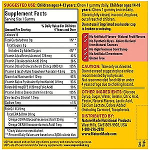 Nature Made Kids First Multivitamin with Omega-3, Kids Vitamins and Minerals for Nutritional Support, 70 Kids Multivitamin Gummies