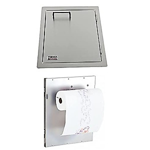 AMS Fireplace Lion BBQ Package Gas Grill 32", Double Side Burner, Door Drawer Combo, Vertical Door, Sink with Faucet and Accessories (Liquid Propane) | Free Table-top Bio Ethanol Fire Pit.