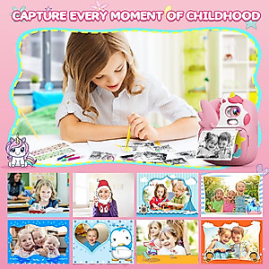 CAMCLID Kids Camera Instant Print, 12MP & 1080P Instant Camera for Kids with 32G Card & Print Paper, Selfie Digital Video Camera for Toddler,Christmas Birthday Gifts for Girls Boy Age 3-12 (Pink)