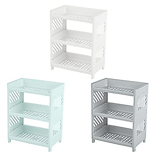 KSTZGTA 3 Hollow Out Plastic Shelf Foldable Desktop Storage Rack Countertop Cosmetic Holder Storage Tray Bathroom Kitchen Tabletop Organizer Kitchen Storage Shelf Rack Organizer, White