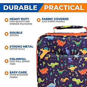 Dinosaur Lunch Box with for Boys with Ice Pack, Insulated Bag for Toddlers Kids Girls Baby Boy Daycare Pre-School Kindergarten, Container Boxes for Small Kid Snacks Lunches, BPA Free, Blue Orange Dino