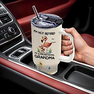 Personalized 40oz Tumbler - Cute A flamingo mother standing in shallow water while her chick Mother and Child Design with Nutrition Facts - Gift for Mom, Grandma, Mother's Day AFxDI0