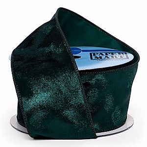 2 1/2" X 10 Yards Brushed Velvet Wired Ribbon,Dark Teal, Roll 1