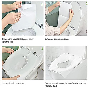 Toilet Seat Covers Disposable, 50-Count Flushable Paper Travel Toilet Seat Covers for Adults and Kids Potty Training, Great Biodegrable Accessories for Public Restrooms, Airplane, Camping