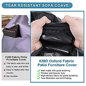 Patio Furniture Cover Waterproof,GGB Outdoor Table Cover Rectangular , 420D Heavy Duty Outdoor Patio Set Cover with Handle 84" L x 52" W x 29" H