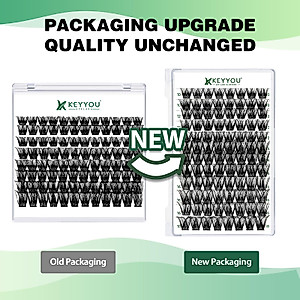 Lash Clusters,96 Pcs Cluster Lashes C Curl 10mm DIY Lash Extensions Eyelash Clusters,KEYYOU Volume Wispy Individual Lashes Soft&Comfortable Easy DIY at Home(Y01,C-10mm)