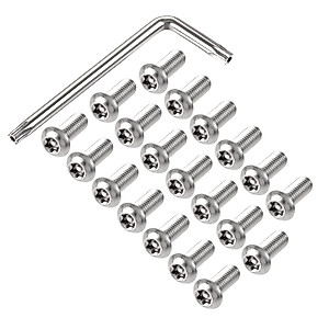 uxcell M8x20mm Torx Security Machine Screw, 20pcs Pan Head Screws Inside Column, with T40 L-Type Wrench, 304 Stainless Steel Fasteners Bolts