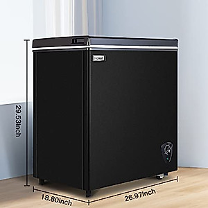 5.0 Cu. Ft Deep Freezer WANAI Chest Freezer Small Freezers with Storage Basket Top Open Door Mini Compact Freezer 7 Temperature Control for Home Garage Apartment Kitchen Office Black