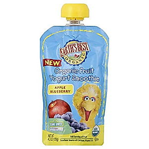 Earth's Best Organic Fruit Yogurt Smoothie - Apple Blueberry - Case of 12 - 4.2 oz.