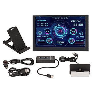 Dilwe 5 inch IPS USB Mini Screen PC CPU HDD Data Monitor, Computer Temp Monitor 5 Inch IPS Screen Multiple Theme USB PC CPU Data Monitor for PC CPU GPU