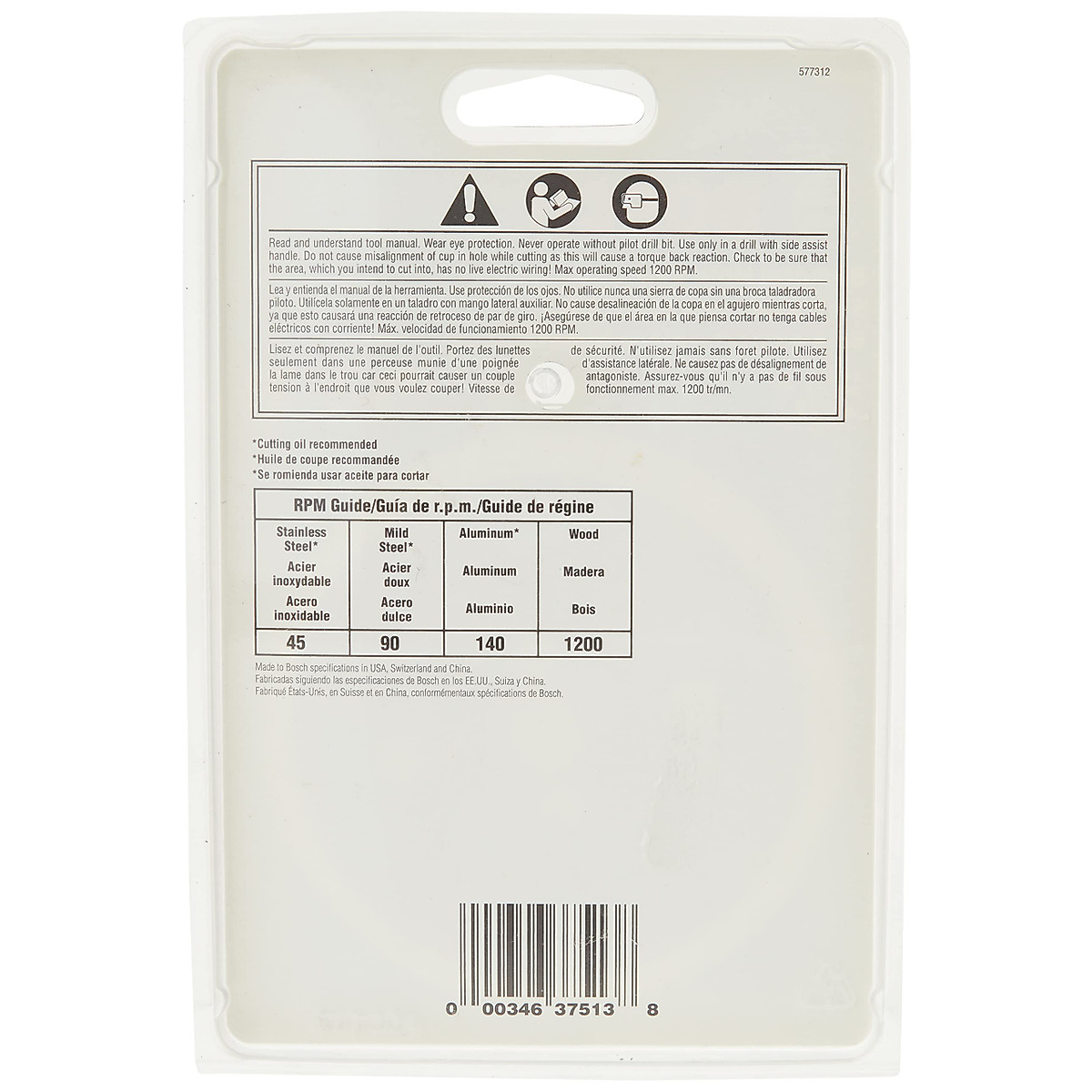 BOSCH HB363 3-5/8 In. Bi-Metal Hole Saw, Silver