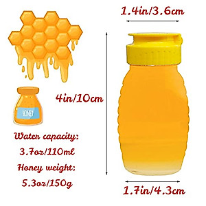 16 Pcs 3.7oz Clear Plastic Honey Jar,Squeeze Honey Bottle Container with Flip-Top Lid,Empty Honey Bottle for Storing and Dispensing