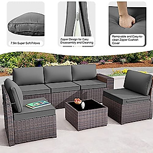 Piltwoff Outdoor 11 Pieces Patio Furniture Seat Cushions Cover Set with Zipper, Windproof Rope, Velcro. High UV Resistant Patio Chair Throw Pillow Covers,Replacement Cover (Grey Covers)