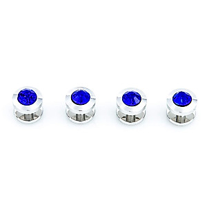 MRCUFF Blue Crystal Cufflinks and Studs Tuxedo Set in a Presentation Gift Box & Polishing Cloth