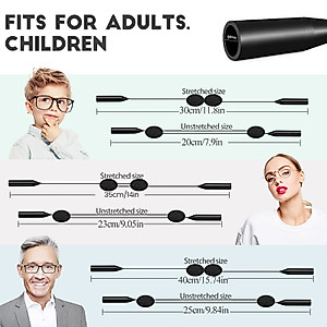 KAJUDA 4Pcs Adjustable Glasses Strap, Glasses Sport Strap Holder Sunglass Retainer, Upgrade No Tail Anti-Slip Eyeglass Straps and Ear Hook 8Pcs for Men Women (Black)