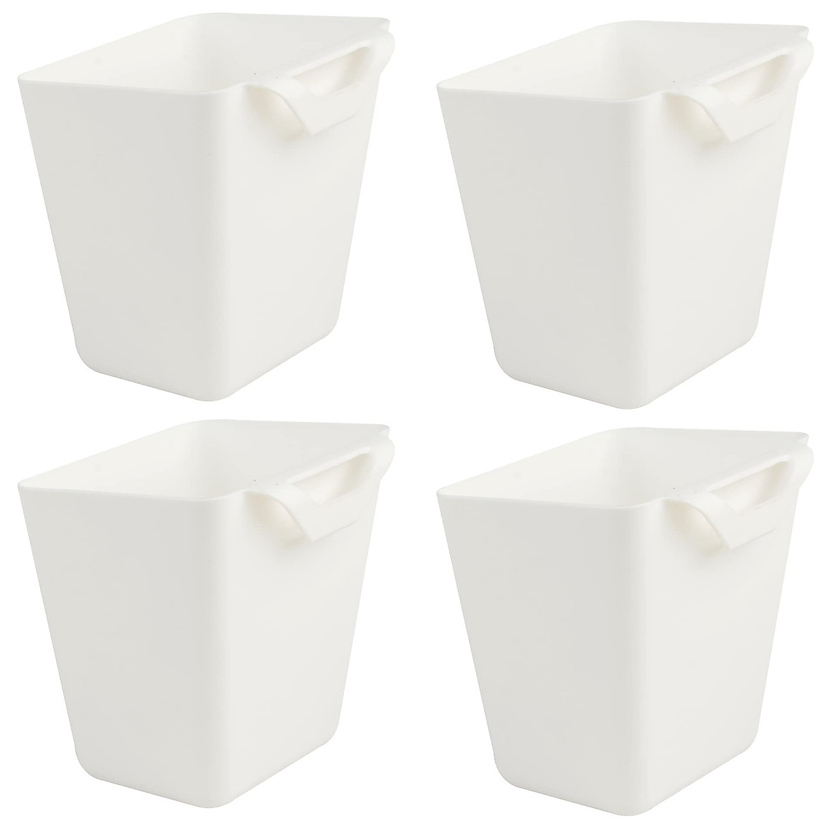 VILSECKY Hang-On Cups for Rolling Utility Cart,Small Plastic Hanging Basket / Storage Box for Service Cart,Movable Cart Accessories for Bathroom,Kitchen,Living Room,Office -4Pcs (White)