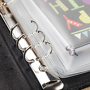 Mr. Pen A5 Plastic Binder Pockets, 8 Pieces, 6 Ring Binder Holes, 8 Pcs, Clear Envelopes for Cash, Money Organizer, Lightweight, Easy to Carry