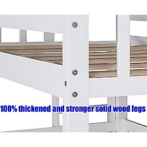 SNIFIT Latest Upgraded & Stronger Triple Bunk Bed Full Over 2 Twin Bunk Bed with Storage Drawers, Thickened Enhanced Solid Wood Triple Bunk Bed Frame with Safer Staircase, Easier to Assemble (White)