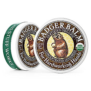 Badger - Hardworking Hands Healing Balm, Aloe Vera & Wintergreen, Working Hand Balm, Balm, for Dry Hands, Hand Moisturizer Balm, Certified Organic Hand Balm, Hand Repair Balm, 0.75 oz (2 Pack)