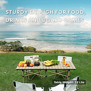 Hastoygo Folding Camping Table Loads 165 Lbs, Height Adjustable from 21.65" to 27.56", Picnic Table 47.24" x 21.65", Camp Table Portable with Carry Bag for Outdoor Cooking,Beach,Backyard,Tailgating