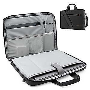 Inateck 15.6 Inch Laptop Sleeve,180° TSA Shoulder Bag,Splash-resistant 3-Way Laptop Carrying Case,Handbag with Trolley Strap Compatible with 15-15.6 Inch Laptop/Chromebook/Notebook for Commuting