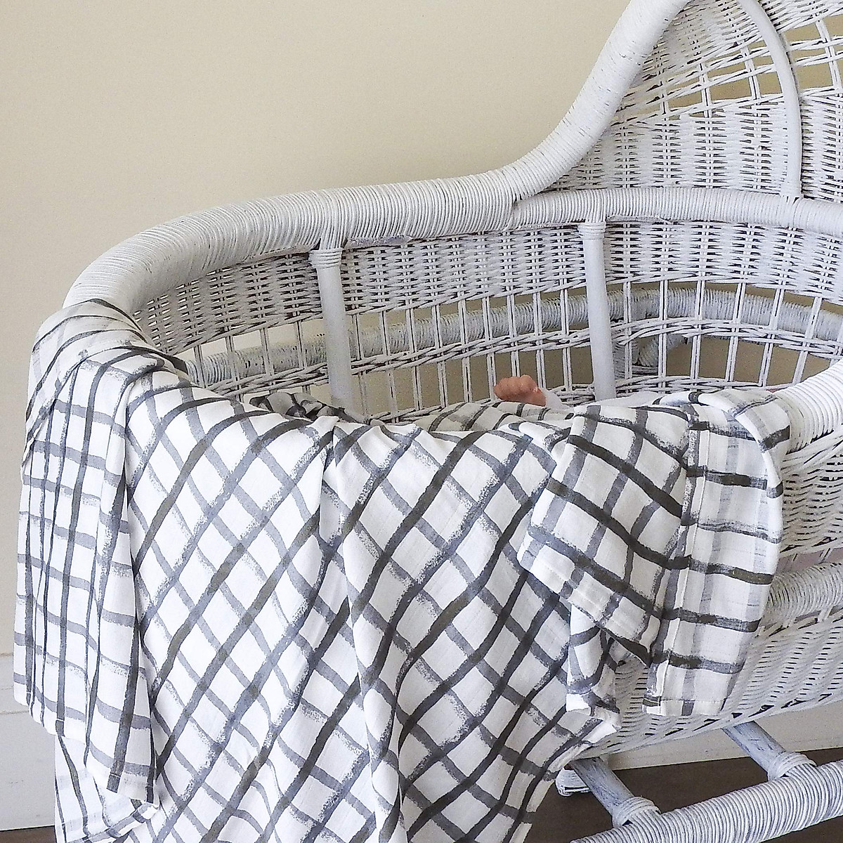 AENNE BABY Muslin Swaddle Blanket for Boys & Girls, Infant Toddler Quilt, Luxurious Wrap, Soft and Silky Stroller & Nursing Cover, Grey Watercolor Mesh Blankie, Large 47"x 47", 1 Pack