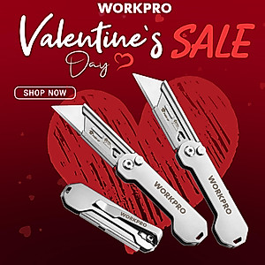 WORKPRO 3-Pack Folding Utility Knife, Quick Change Blades Box Cutter, EDC Foldable Pocket Utility Knife Sets with Belt Clip