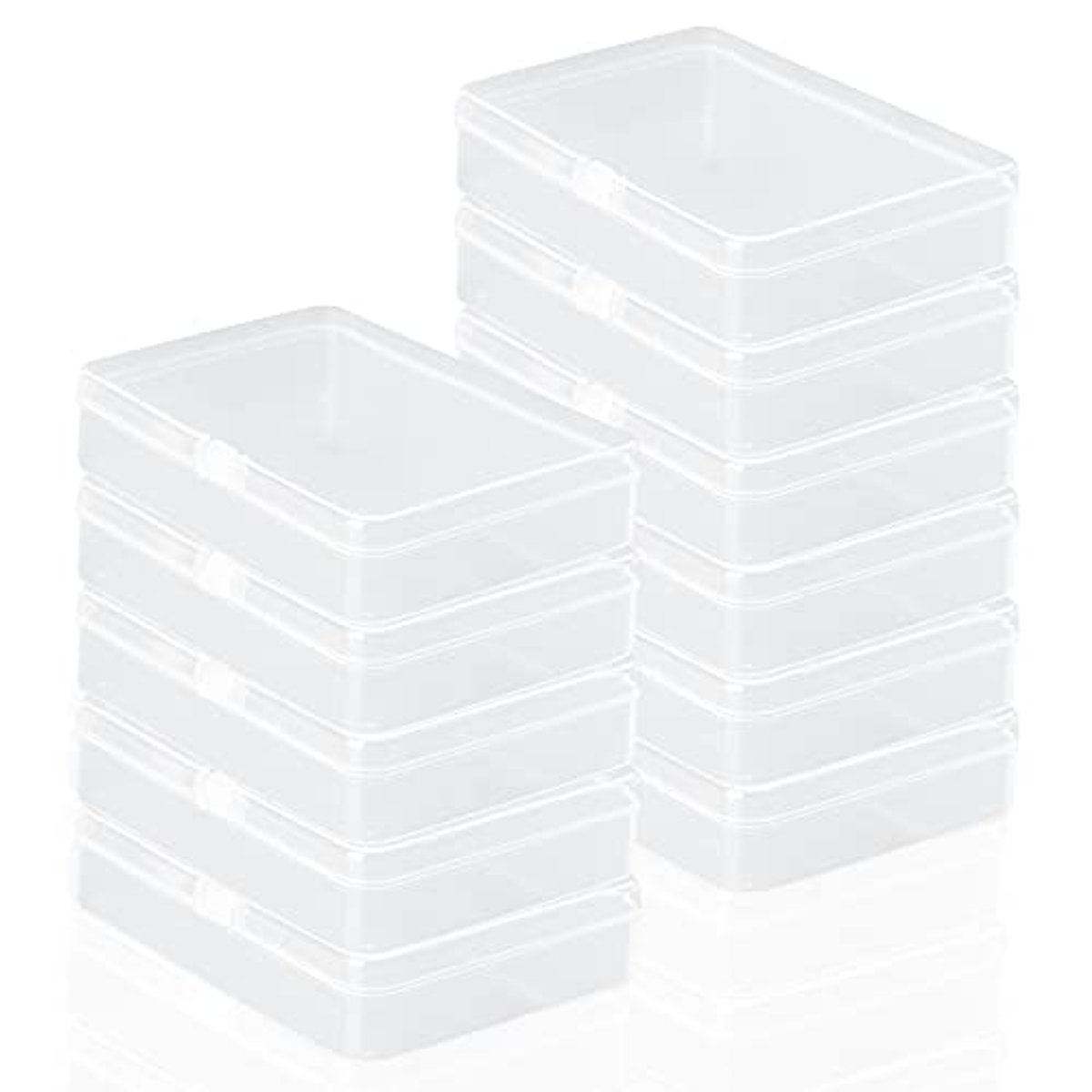 Clear Plastic Beads Storage Containers Empty Mini Storage Containers Box,12 Pack Plastic Storage Containers with Lids,Beads Storage Box with Hinged Lid for Beads,Earplugs,Pins, Small Items