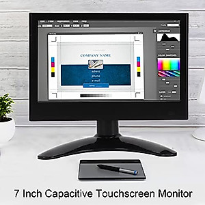 CHICIRIS Computer Desktop Monitor, Capacitive Touchscreen Monitor Remote Control VGA AV DC Input 7 Inch for Gaming (US Plug)